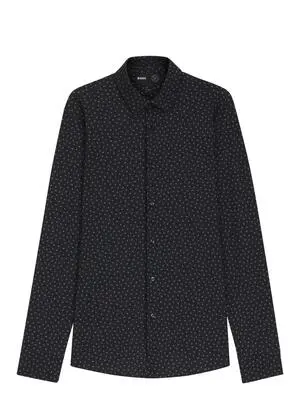 BOSS Printed Slim-fit Shirt In Performance-stretch Jersey - Black