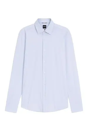 BOSS Printed Slim-fit Shirt In Performance-stretch Jersey - Light Blue