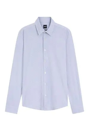 BOSS Printed Slim-fit Shirt In Performance-stretch Jersey - Light Purple