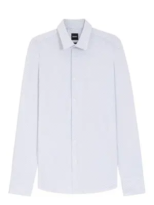 BOSS Printed Slim-fit Shirt In Performance-stretch Jersey - White