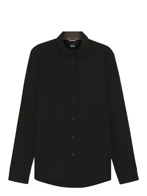 BOSS Slim-fit Shirt In Melange Stretch Cotton - Black