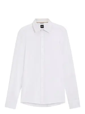 BOSS Slim-fit Shirt In Melange Stretch Cotton - White