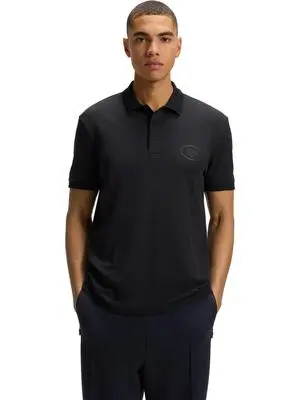 BOSS Active-stretch Polo Shirt In A Cotton Blend - Dark Blue