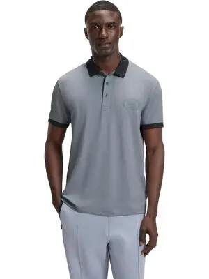 BOSS Active-stretch Polo Shirt In A Cotton Blend - Dark Grey