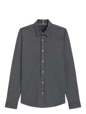BOSS Slim-fit Shirt In Cotton-blend Jacquard - Grey