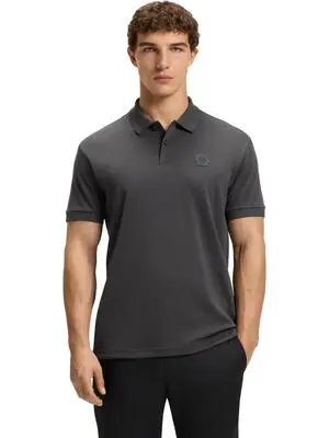 BOSS Pima-cotton Polo Shirt With Double B Monogram - Dark Grey