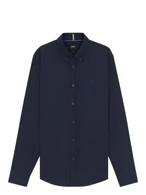 BOSS Slim-fit Shirt With Double B Monogram - Dark Blue