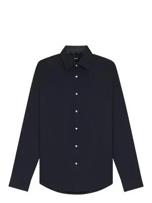 BOSS Easy-iron Regular-fit Shirt In Stretch-cotton Poplin - Dark Blue