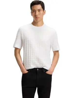 BOSS Porsche X Mercerised-cotton Houndstooth T-shirt - White