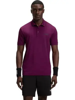 BOSS Active Quick-dry Polo Shirt With Check Artwork - Pink