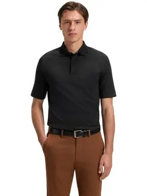 BOSS Covered-placket Polo Shirt In A Regular Fit - Black