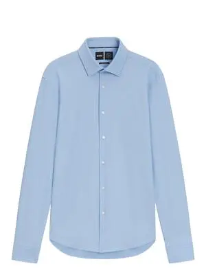 BOSS Regular-fit Shirt In Structured Stretch Jersey - Light Blue