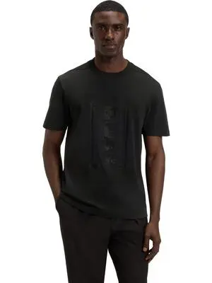 BOSS Interlock-cotton T-shirt With Mesh-print Artwork - Black