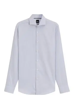 BOSS Wrinkle-resistant Slim-fit Shirt In Cotton Dobby - Light Blue