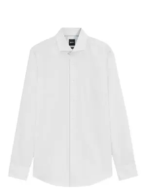 BOSS Micro-patterned Slim-fit Shirt In Stretch Cotton - White