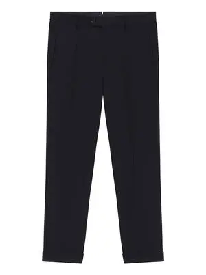 BOSS Relaxed-fit Trousers In Virgin Wool - Dark Blue