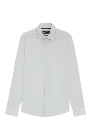 BOSS Printed Slim-fit Shirt In Performance-stretch Fabric - White