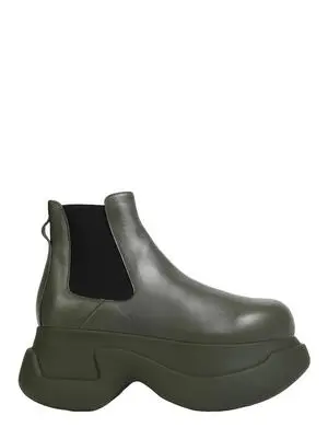 Marni Leather Platform Chelsea Boots - Army Green