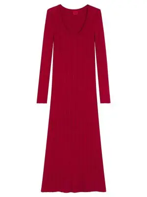 Hugo Ribbed Midi Dress - Red