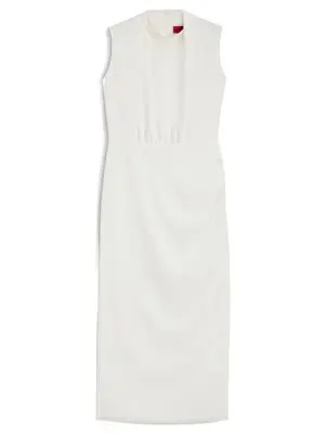 Hugo Drape-detail Maxi Dress With Mock Neck - White
