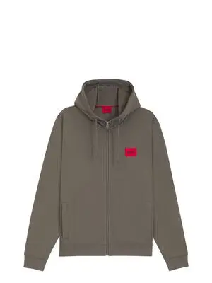Hugo Logo Label Zip-up Hoodie - Grey