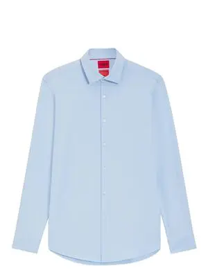 Hugo Slim-fit Shirt In Performance-stretch Jersey - Light Blue
