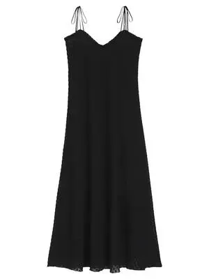 Hugo Burnout-dot Dress With Spaghetti Straps - Black