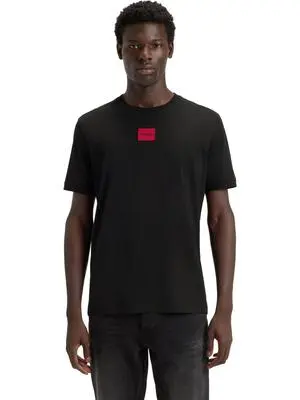 Hugo Logo-label T-shirt In Cotton Jersey - Black