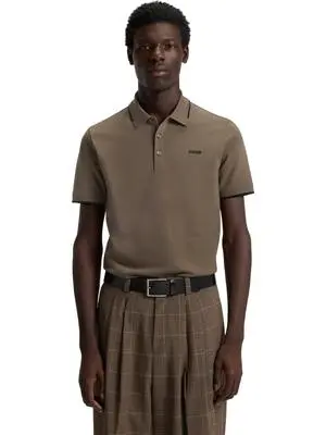 Hugo Stretch-cotton Slim-fit Polo Shirt With Printed Logo - Light Brown