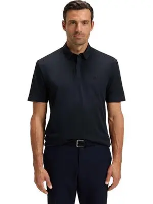 BOSS Performance Polo Shirt With Double B Monogram - Dark Blue