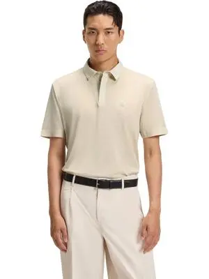 BOSS Performance Polo Shirt With Double B Monogram - Light Beige
