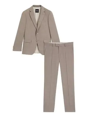 BOSS Melange Slim-fit Suit In Virgin Wool - Light Beige