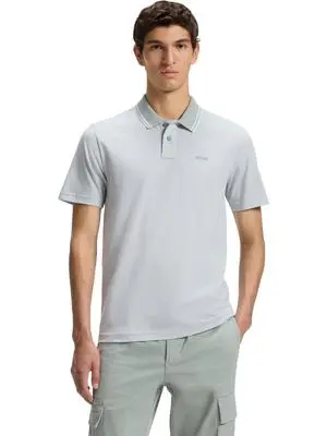 BOSS Logo-print Polo Shirt In Cotton Piqu - Light Green