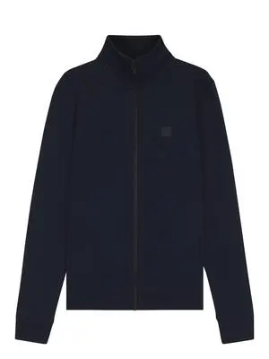 BOSS Cotton-jersey Jacket With Logo Dark Blue