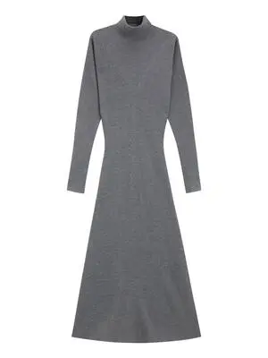 BOSS Virgin Wool Rollneck Sweater Dress - Light Grey