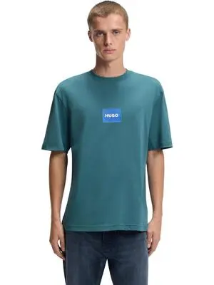 Hugo Logo-print T-shirt In Cotton Jersey - Turquoise