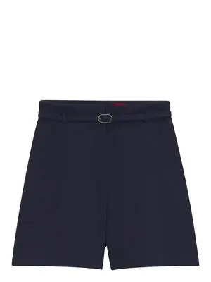 Hugo Regular-fit Shorts With Buckled Belt - Dark Blue