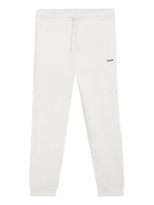 Hugo Cuffed Sweatpants In Cotton Terry With Logo Print - White