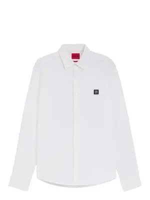 Hugo Slim-fit Shirt In Stretch-cotton Canvas - White