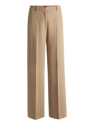 Hugo Regular-Fit Wide-Leg Trousers Light Beige