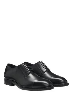 BOSS Leather Cap-Toe Derby Shoes Black