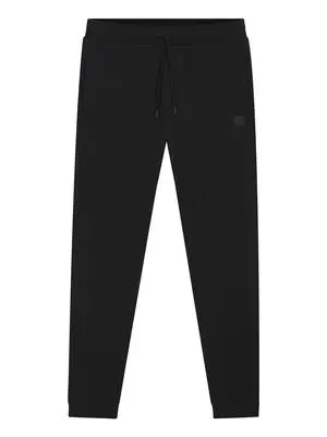 BOSS Logo-patch Tracksuit Bottoms In Cotton Terry - Black