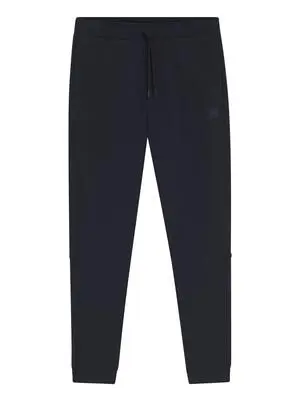 BOSS Logo-patch Tracksuit Bottoms In Cotton Terry - Dark Blue
