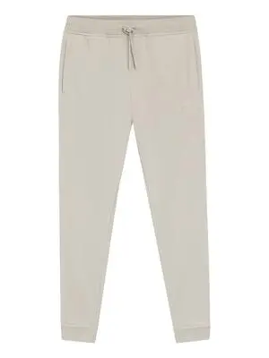 BOSS Logo-patch Tracksuit Bottoms In Cotton Terry - Light Grey
