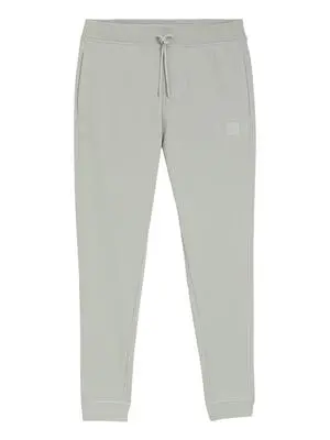 BOSS Logo-patch Tracksuit Bottoms In Cotton Terry - Silver