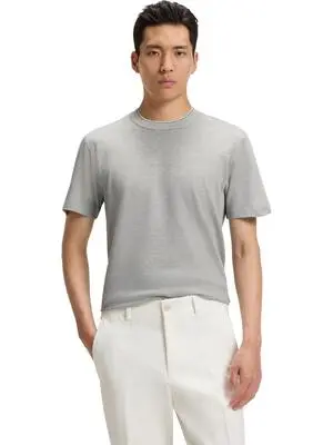 BOSS Cotton-silk T-shirt With Micro Structure - Silver