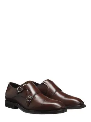BOSS Leather Double-strap Monk Shoes - Brown