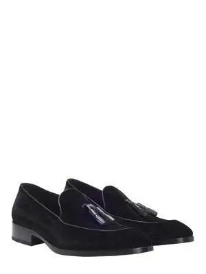 BOSS Tassel-trim Velvet Loafers - Black