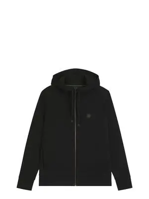 BOSS Cotton-blend Zip-up Hoodie With Monogram Patch - Black