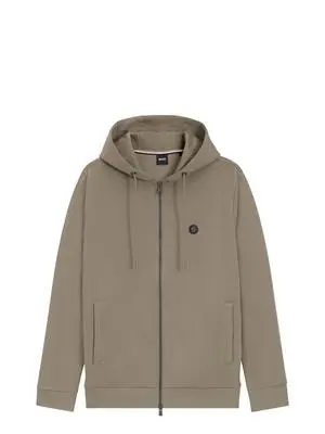 BOSS Cotton-blend Zip-up Hoodie With Monogram Patch - Light Brown